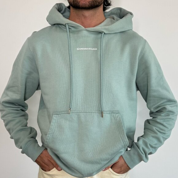 Sandro | Sweaters | Sandro Hoodie Baby Blue | Poshmark
